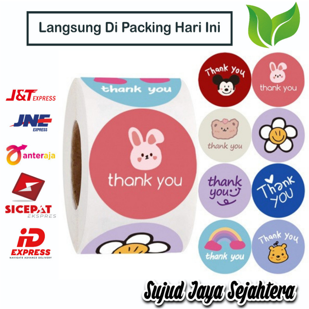 Jual 08. STICKER THANK YOU STICKER TERIMA KASIH (MODEL KARTUN) 1 ROLL ...
