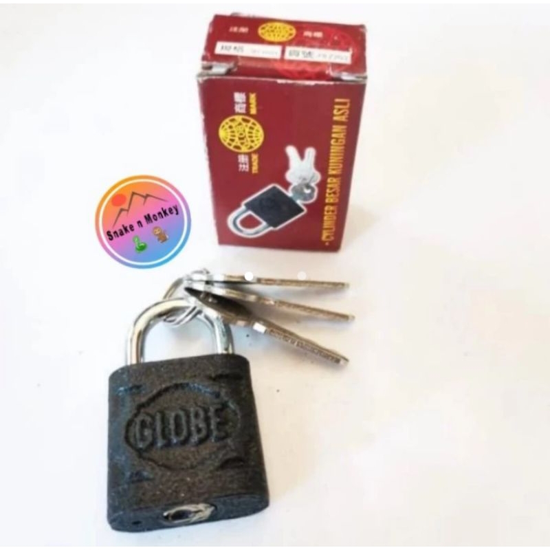Jual Gembok Hitam 25 mm Merk GLOBE Silinder Kuningan | Shopee Indonesia