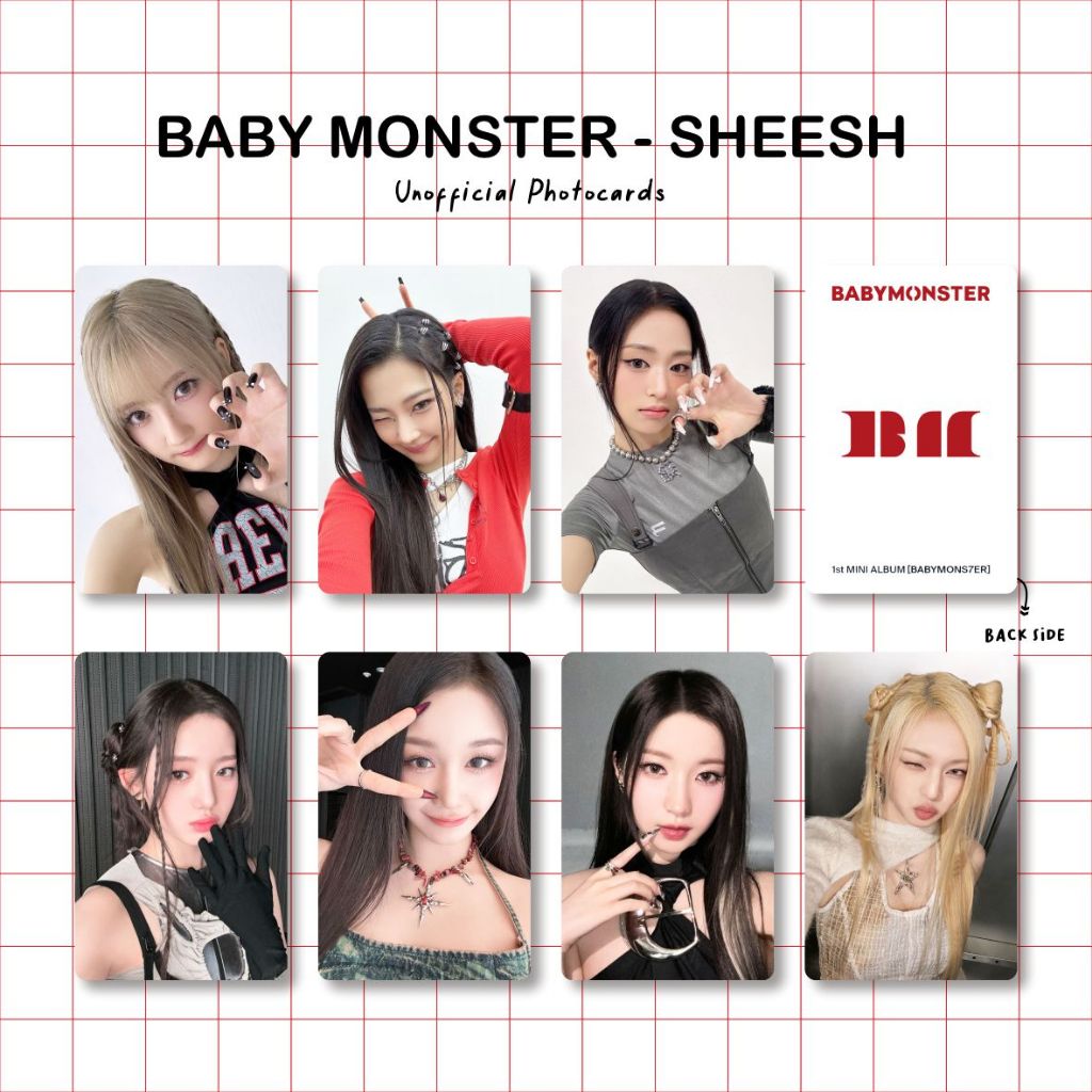 Jual Photocard Baby Monster Sheesh All Member 2 Sisi Unofficial | Shopee Indonesia