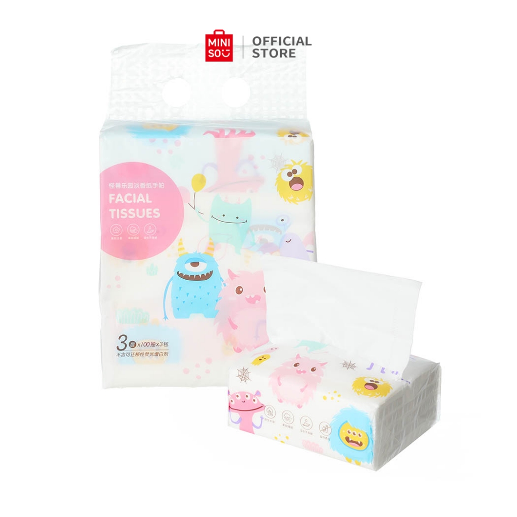 Jual MINISO Monster Paradise Collection Soft & Comfy Facial Tissues (3 ...