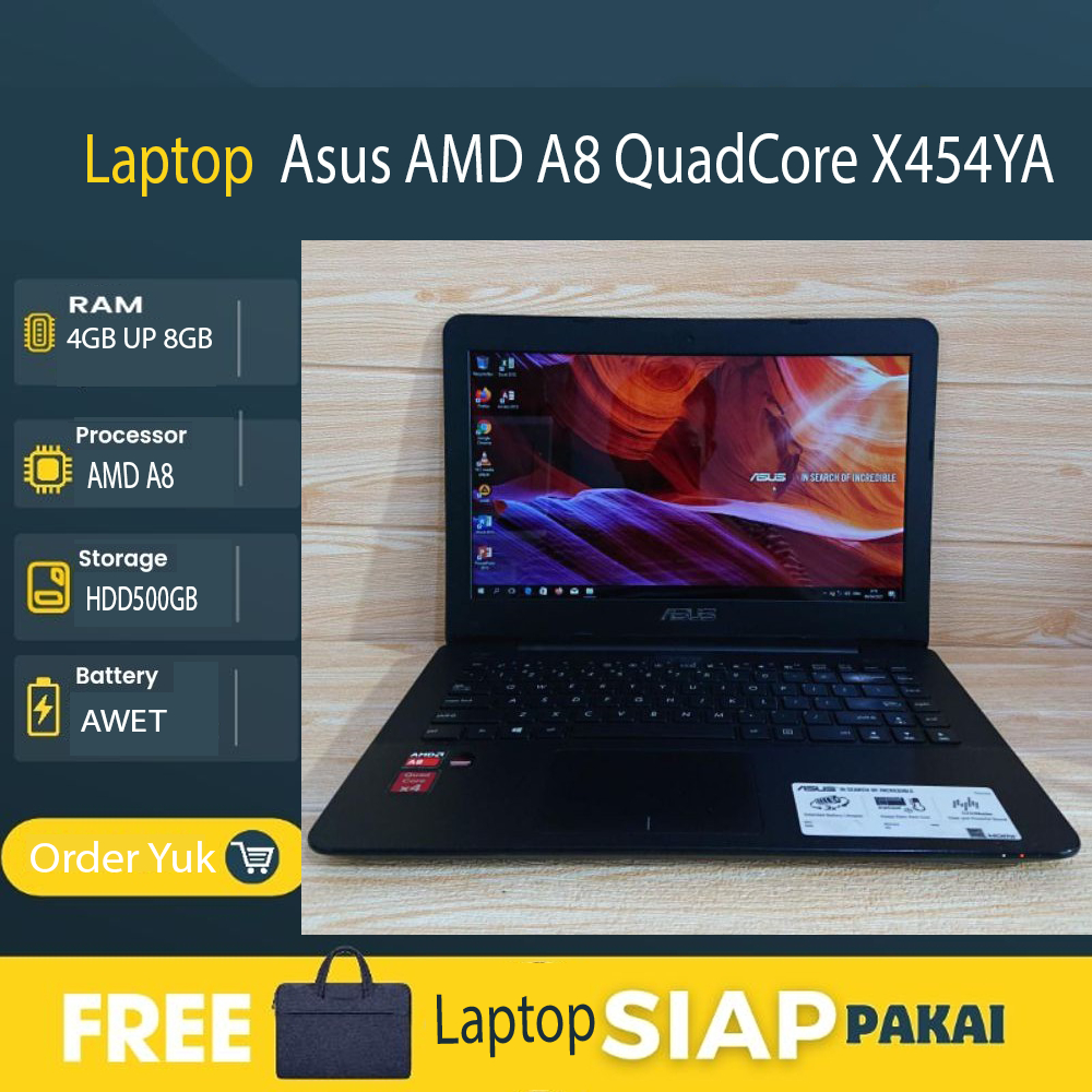 Jual Laptop Asus AMD A8 QuadCore X454YA Windows10 | Shopee Indonesia