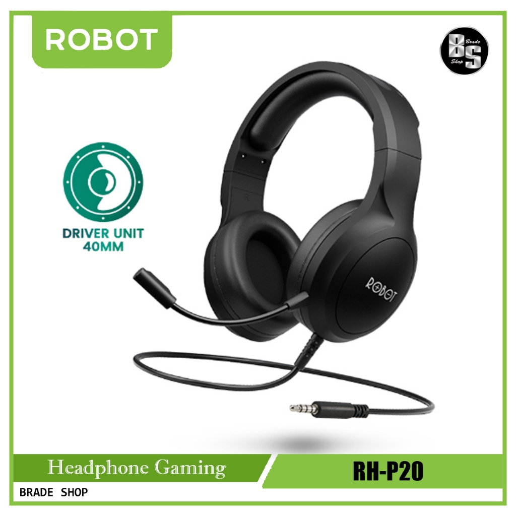 Jual Headphone Gaming Robot Jack Audio 3,5 mm Black Original RH-P20 ...