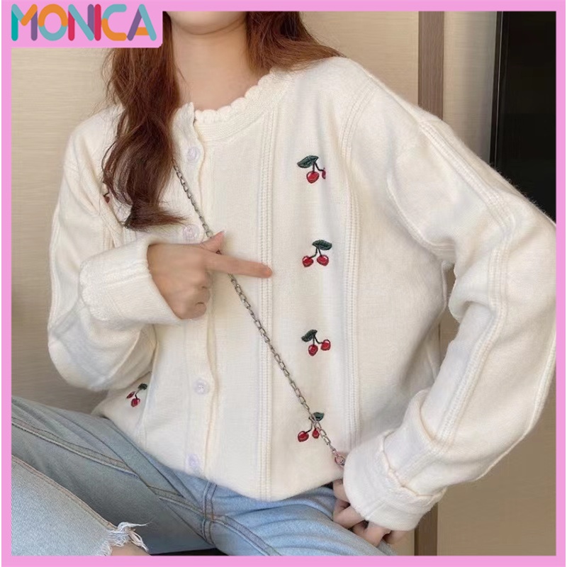 Jual Monica busana kasual Cherry Knit Cardigan | Shopee Indonesia