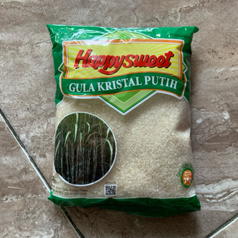 Jual Happy Sweet Gula Kristal Putih Gula Pasir Kemasan 1kg | Shopee ...