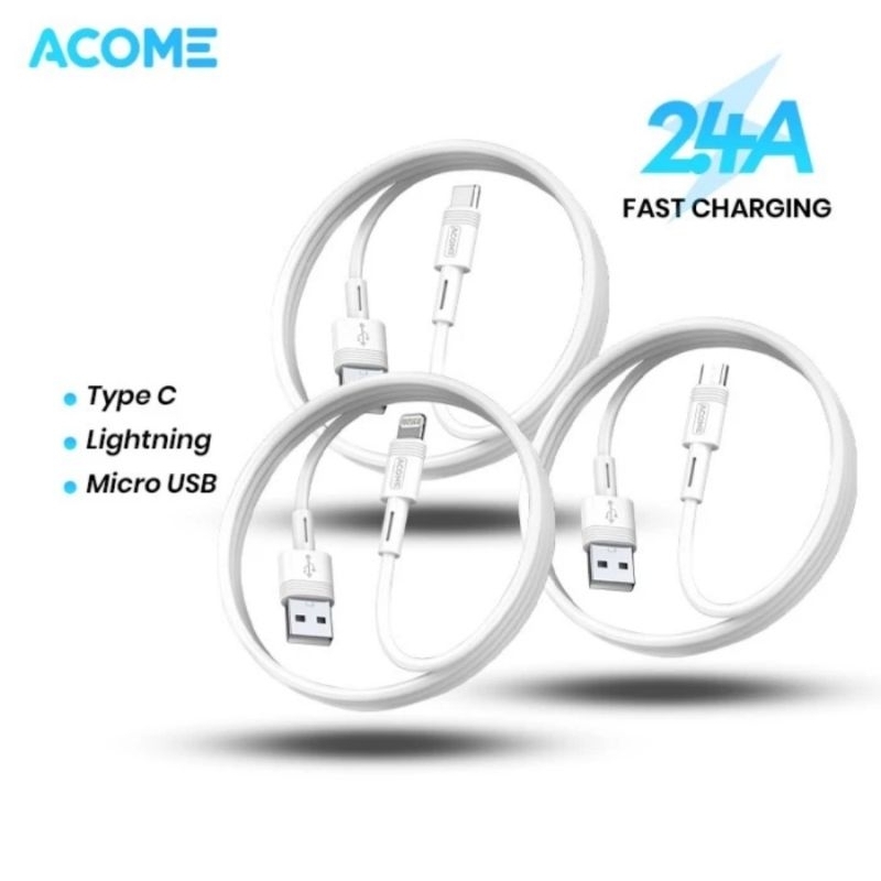 Jual Acome Data Cable Type C Micro-USB Lightning Fast Charging 2.4A ...