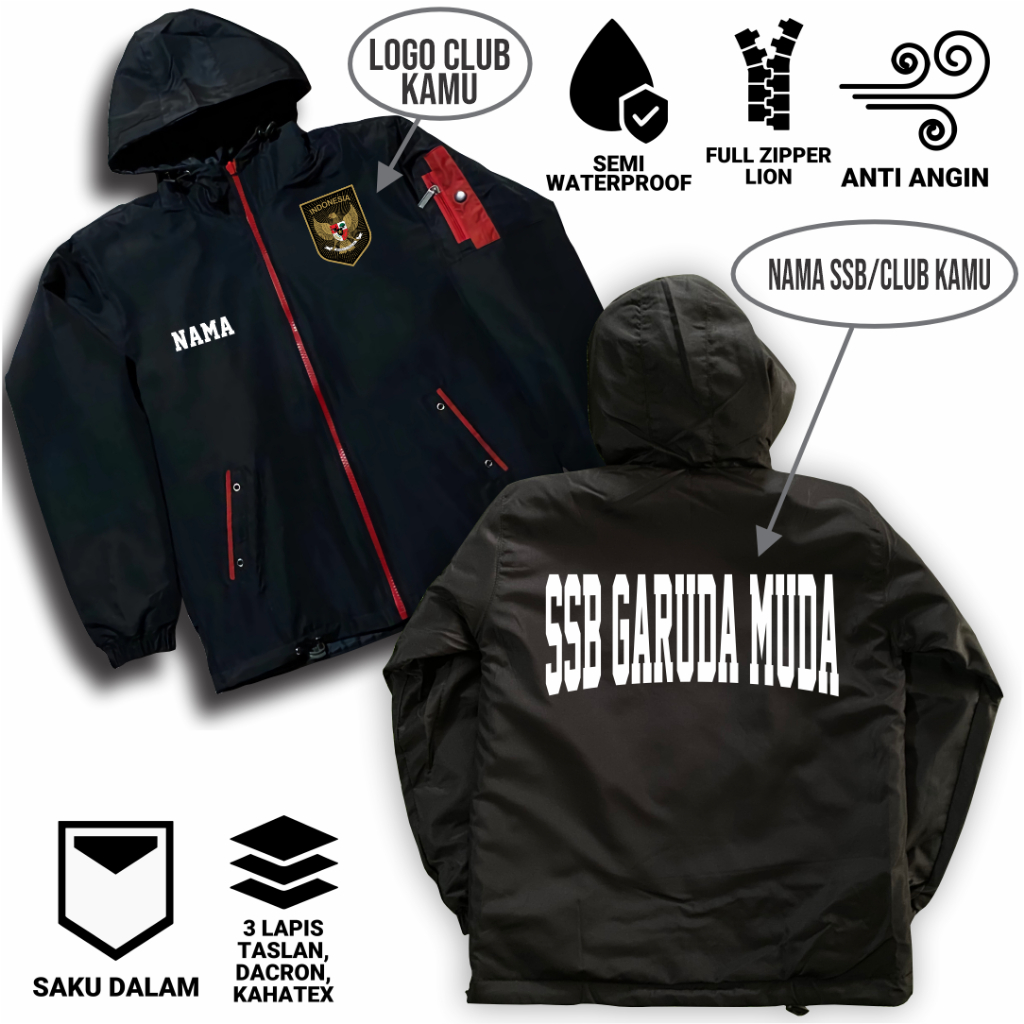 Jual Jaket Anak Custom Club Bola SSB Sekolah Sepak Bola Parasut Semi WF ...