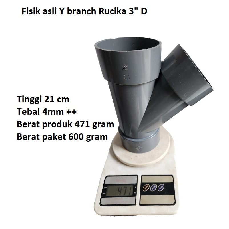 Jual Cabang Y branch 45° Rucika 3" 3 inch in ada 3x2 inci PVC D tipis bisa untuk sambungan semua ...