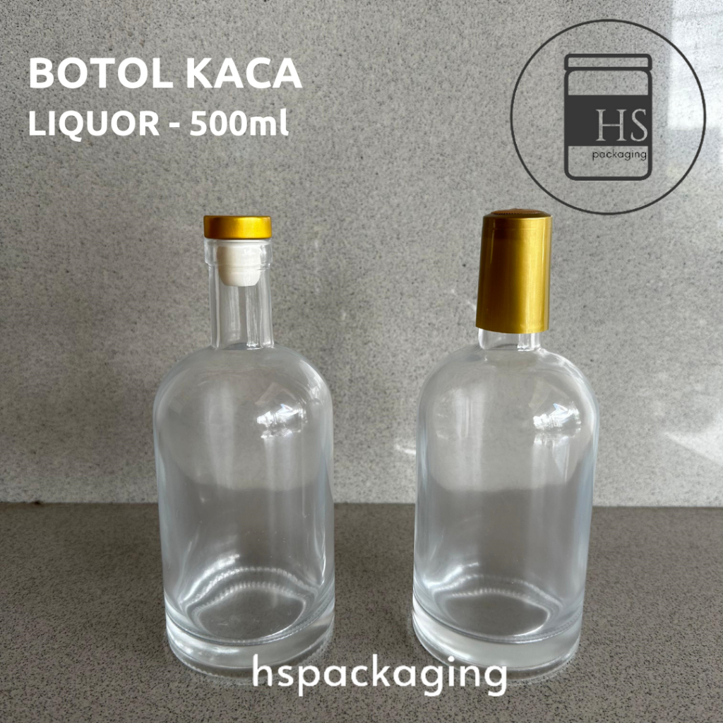Jual BOTOL KACA LIQUOR 500ML TUTUP CORK GOLD + Seal Shrink Gold / Botol ...