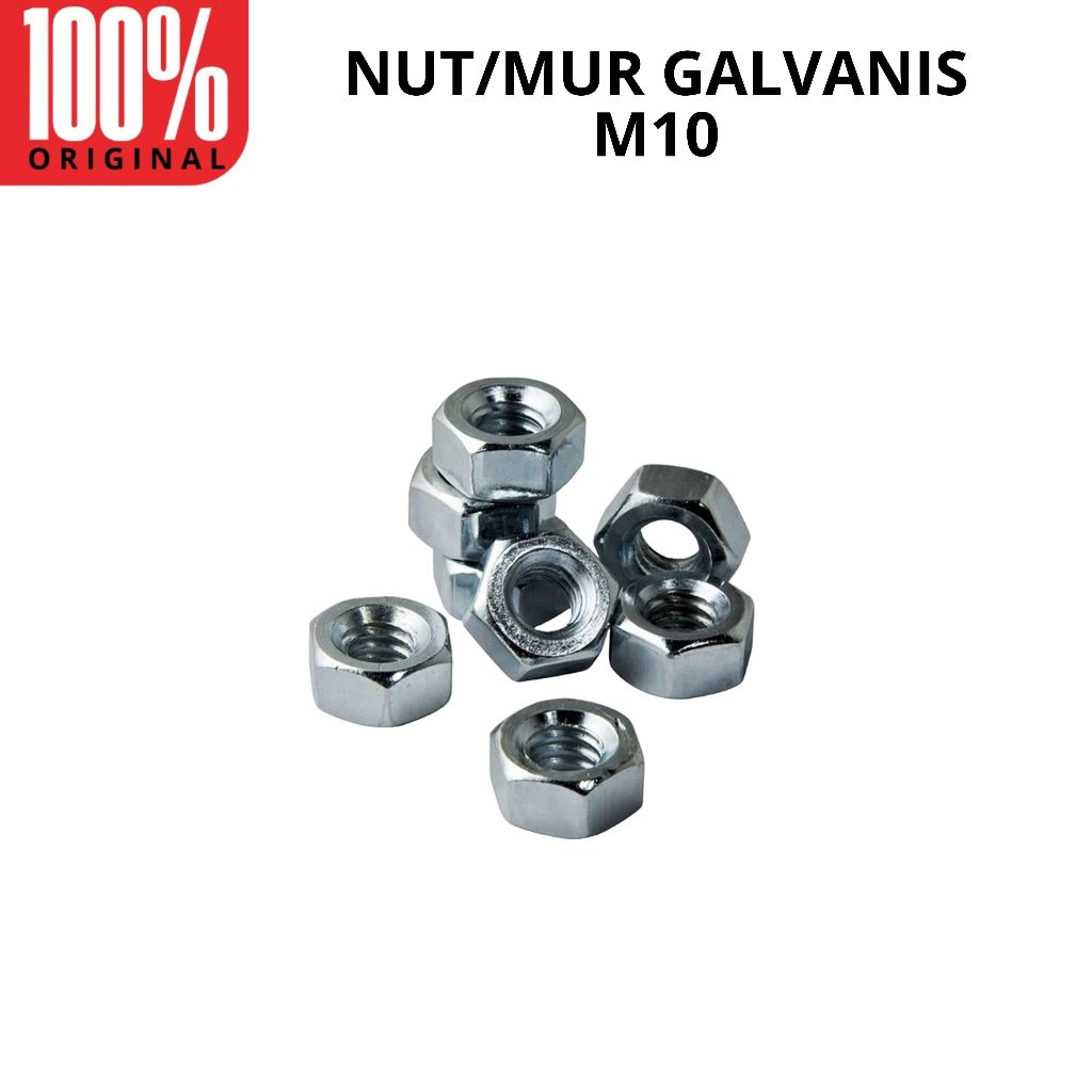 Jual HEX NUT / MUR GALVANIS M10 ABC PUTIH | Shopee Indonesia