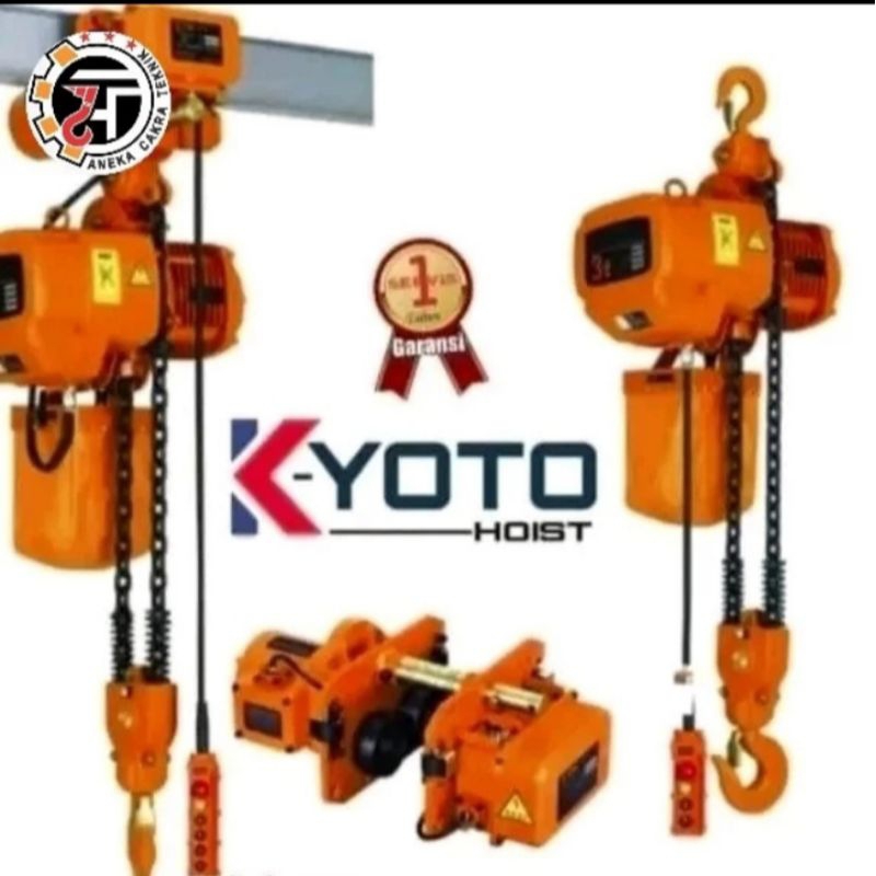 Jual Electric Chain Hoist Crane 2 Ton X 12 meter Pluss Trrolley Electric K-YOTO JAPAN 220V ...