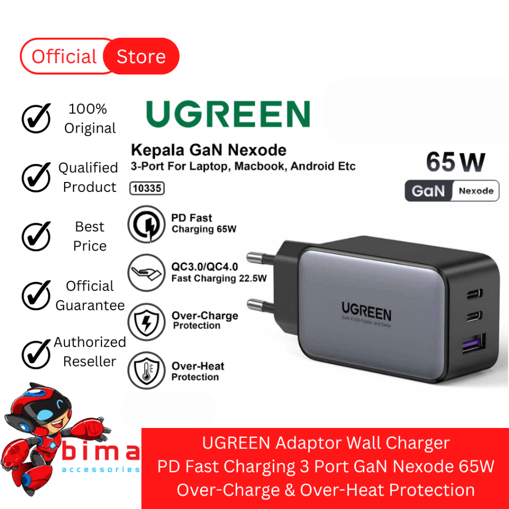 Jual UGREEN Wall Travel Adaptor Charger USB-A Type-C PD Fast Charging ...