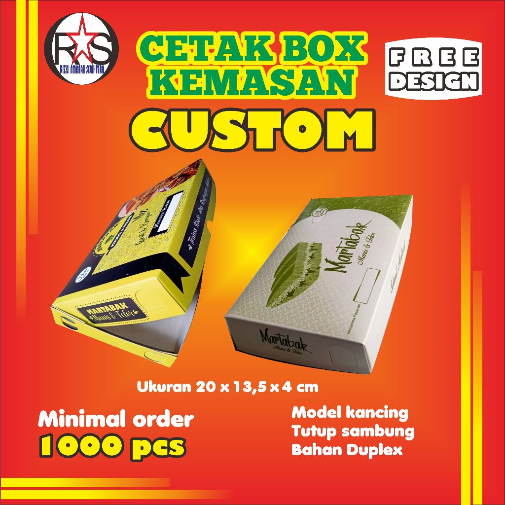 Jual Cetak Dus / Box / Kemasan Martabak harga untuk 1000pcs/lbr (Desain ...