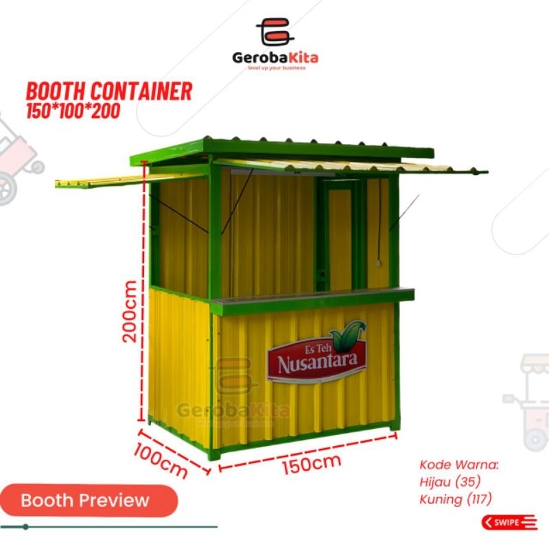 Jual booth kontainer ukuran 150x100x200 custom lantai | Shopee Indonesia