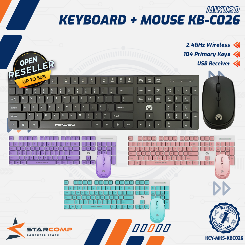 Jual Mikuso KB-C026 Keyboard Mouse Wireless Combo | Shopee Indonesia