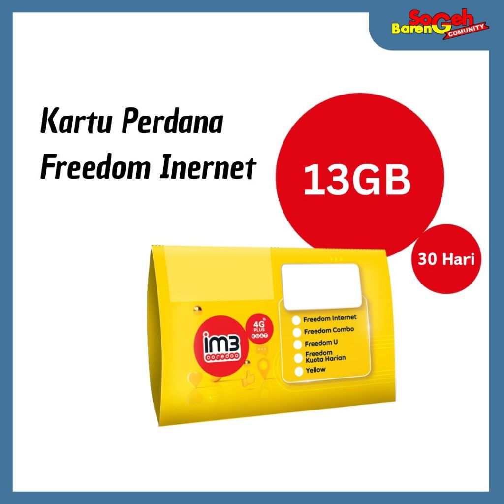 Jual KARTU PERDANA FREEDOM INTERNET INDOSAT 13GB | Shopee Indonesia