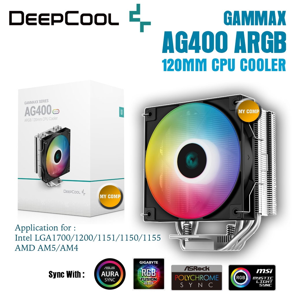 Jual Deepcool AG400 ARGB CPU Cooler Intel LGA1700 AMD AM5 Fan Heatsink ...
