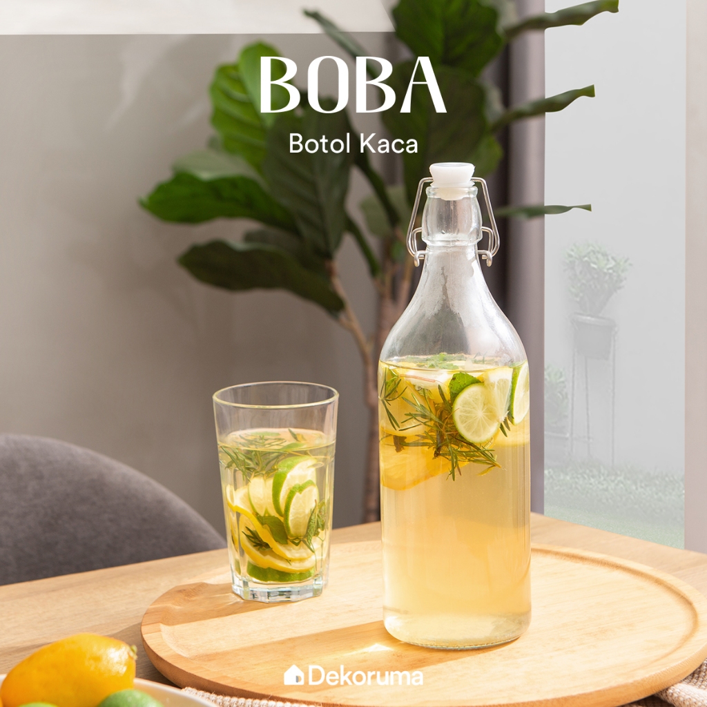 Jual Dekoruma BOBA Botol Minuman Kaca dengan Tutup 1.1L | Shopee Indonesia