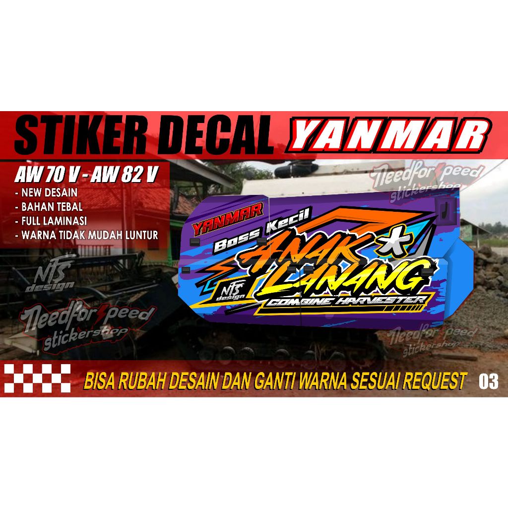 Jual STICKER DECAL COMBINE KOMBI YANMAR AW 70 V DAN AW 80 V MESIN PEMANEN PADI FULL BODY ...