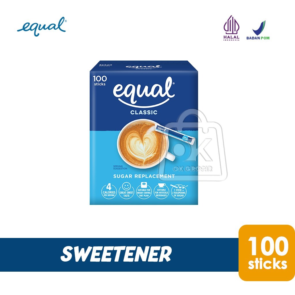 Jual Gula Pemanis Equal Classic Sweetener Nol Kalori (1 Box isi 100stik ...
