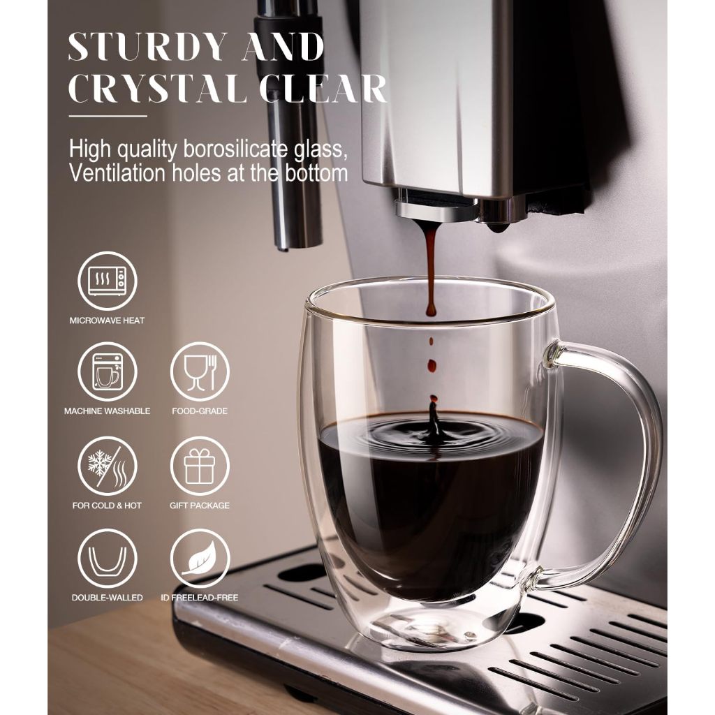 Jual Gelas Double Wall Anti Panas Glass Kaca Dobel Bagus Unik Tebal Gelas 3D 2wall with handle ...