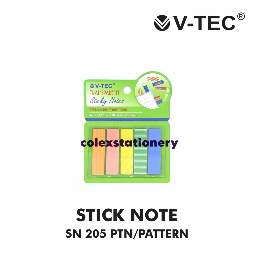 Jual Kertas Memo / Memo Sticky Note Transparan Ukuran 44x22mm Vtec ...