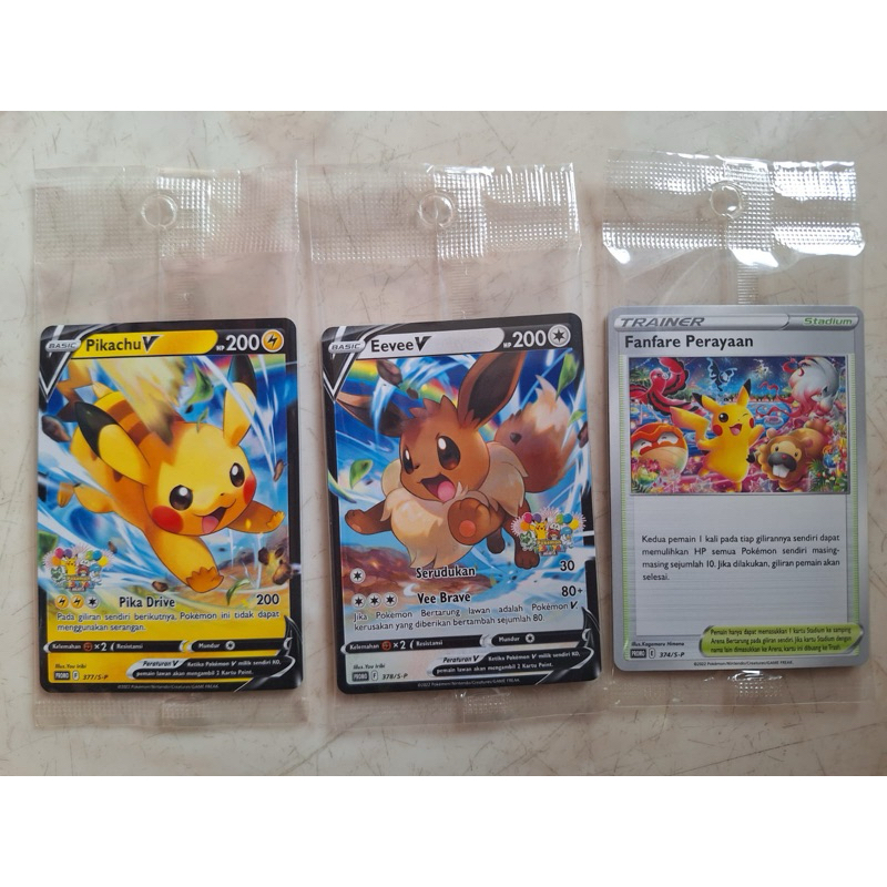 Jual Paket Kartu TCG Pokemon Promo Pokemon Festival Jakarta ( Pikachu V, Eevee V, Trainer ...