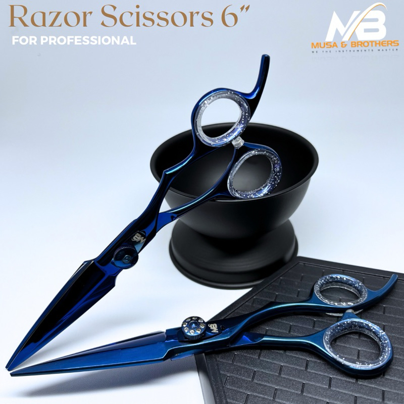 Jual MB Razor scissors Blue SW 6 inchi Gunting Rambut Biru Stainless ...
