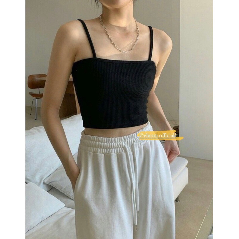 Jual Tanktop Crop - Tanktop 1 Tali - Tanktop Knit Wanita - Crop top ...