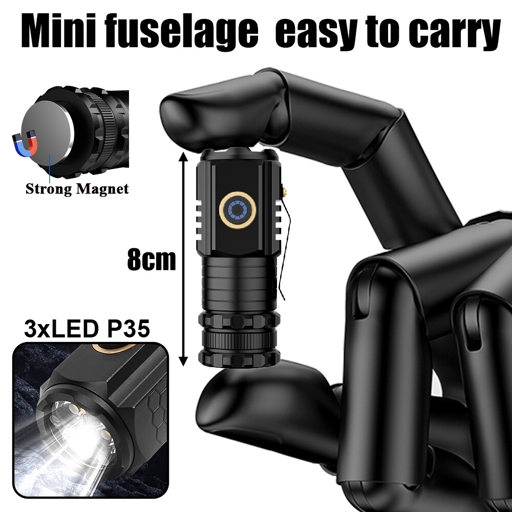 Jual Senter LED Super Terang Mini 3xLED P35 BL-350 Magnet Hiking ...
