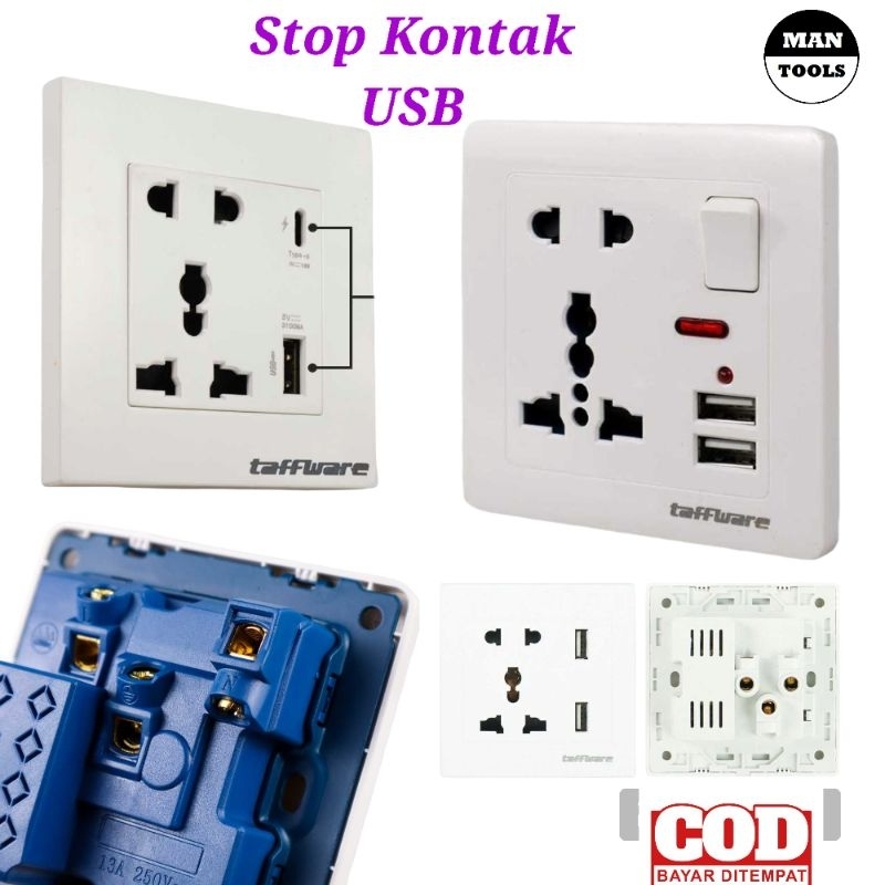 Jual Stop Kontak Tanam Dinding USB Port Charge HP Steker Terminal Kabel ...