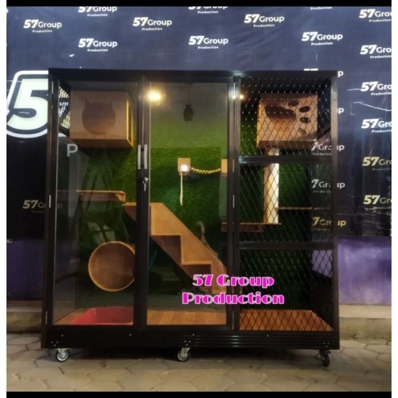 Jual Kandng rumah kucing Almunium playground rumput full mainan besar ...