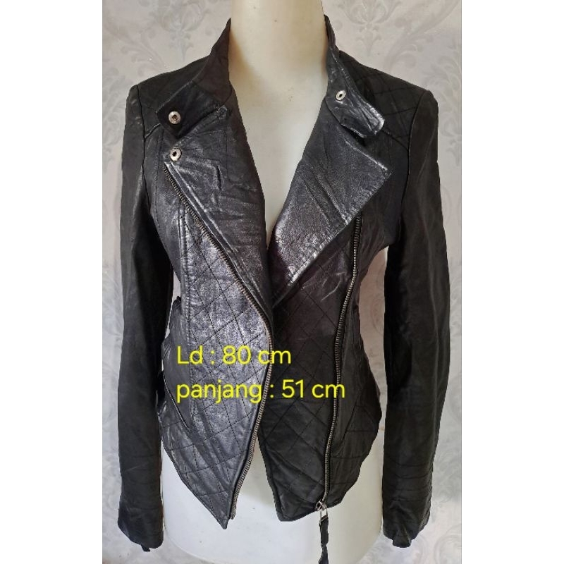 Jual Jaket cewek kulit domba asli model ramones | Shopee Indonesia