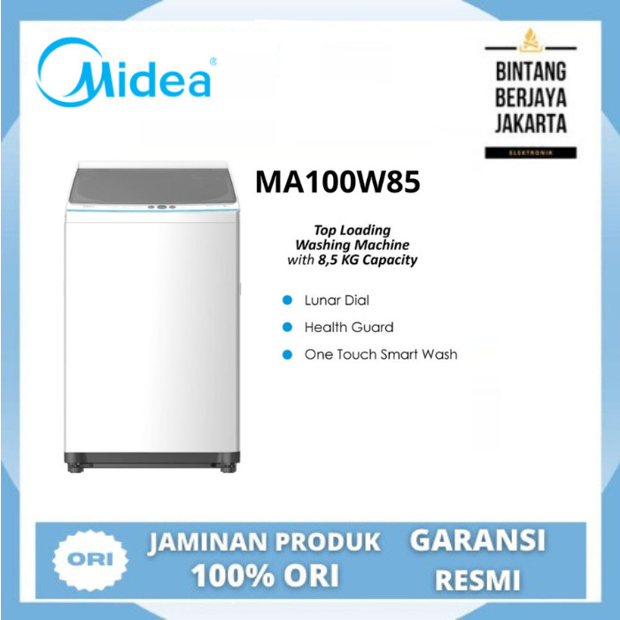 Jual Midea Top Load Washing Machine 8.5kg - MA100W85 - One Touch Smart ...