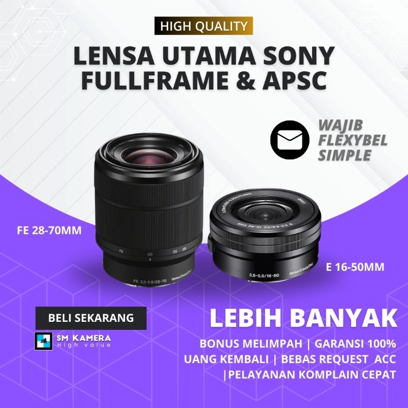 Jual LENSA KIT SONY FE 28-70MM LENSA KIT SONY E 16-50MM OSS LENSA SONY ...