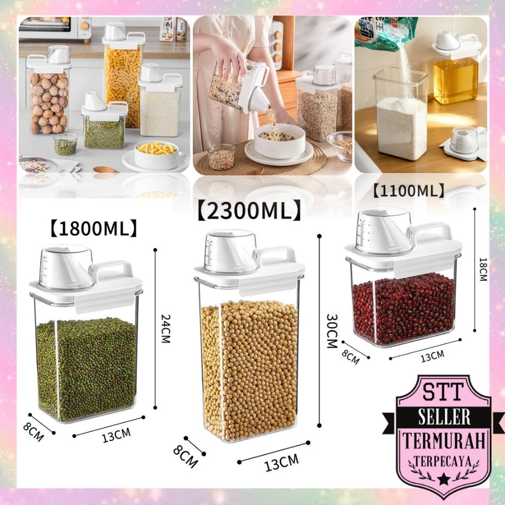 Jual STT Toples Penyimpanan Makanan 1100ML Serbaguna Dengan Gelas Ukur ...