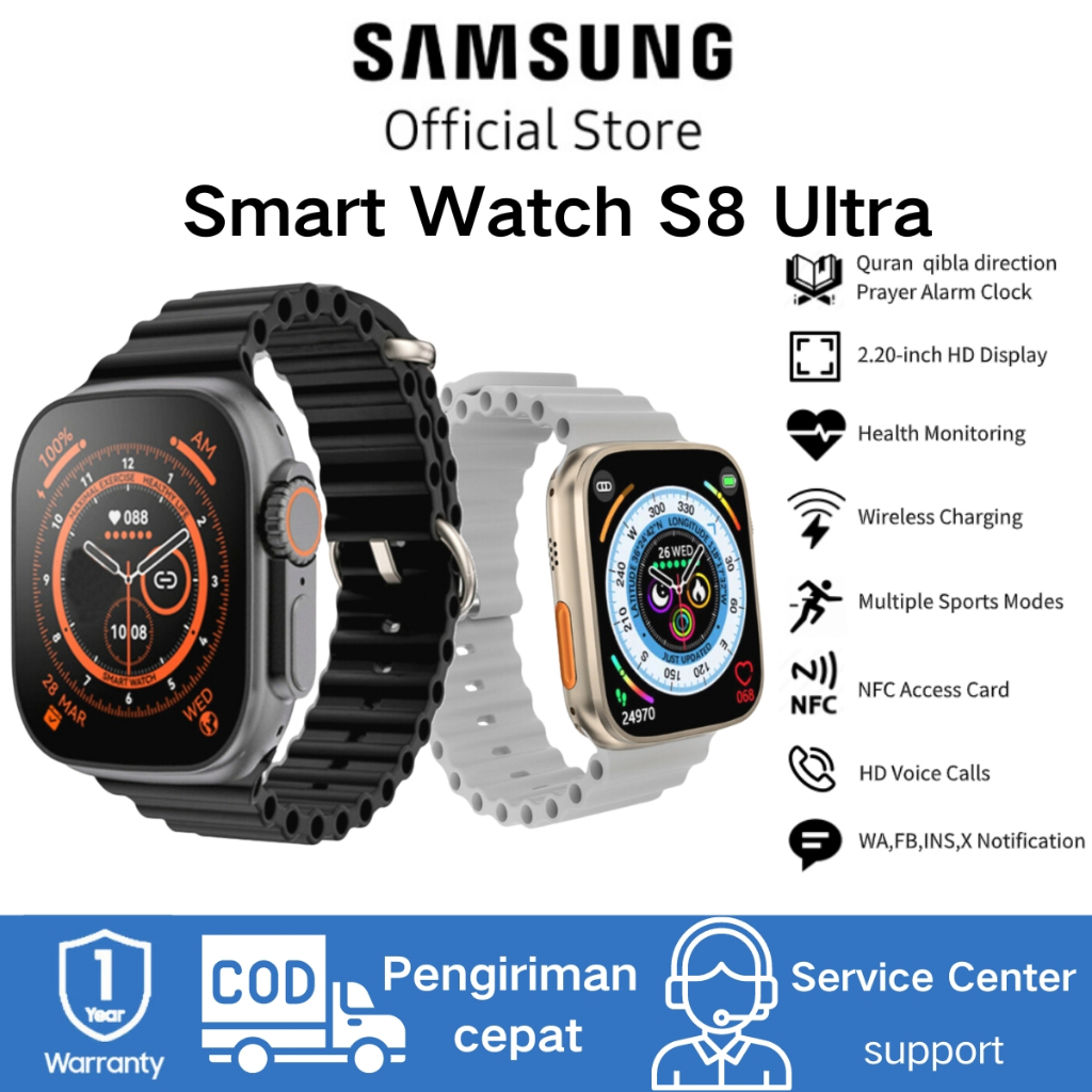 Jual [COD] smartwatch 2024 S8 Ultra 2.12 Layar Sentuh Penuh 49mm Bluetooth NFC GPS IP68 Tahan ...