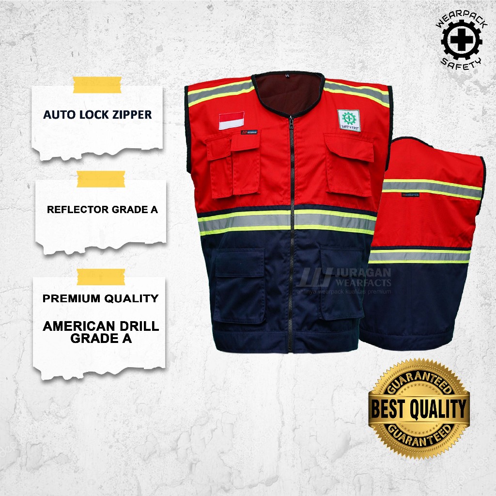 Jual Rompi HSE / Rompi K3 Warna Merah Kombinasi Biru Navy | Shopee ...