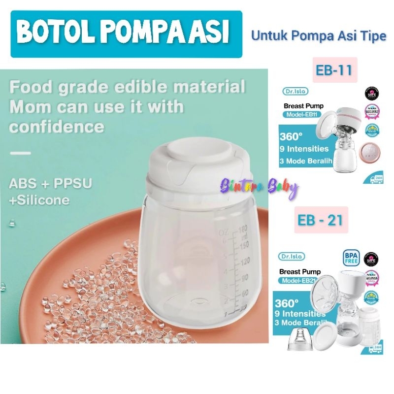 Jual Botol Pompa Asi Penyimpan Asi dengan Storage Lid Dr. Isla untuk Pompa Asi Isla EB 11 dan EB ...