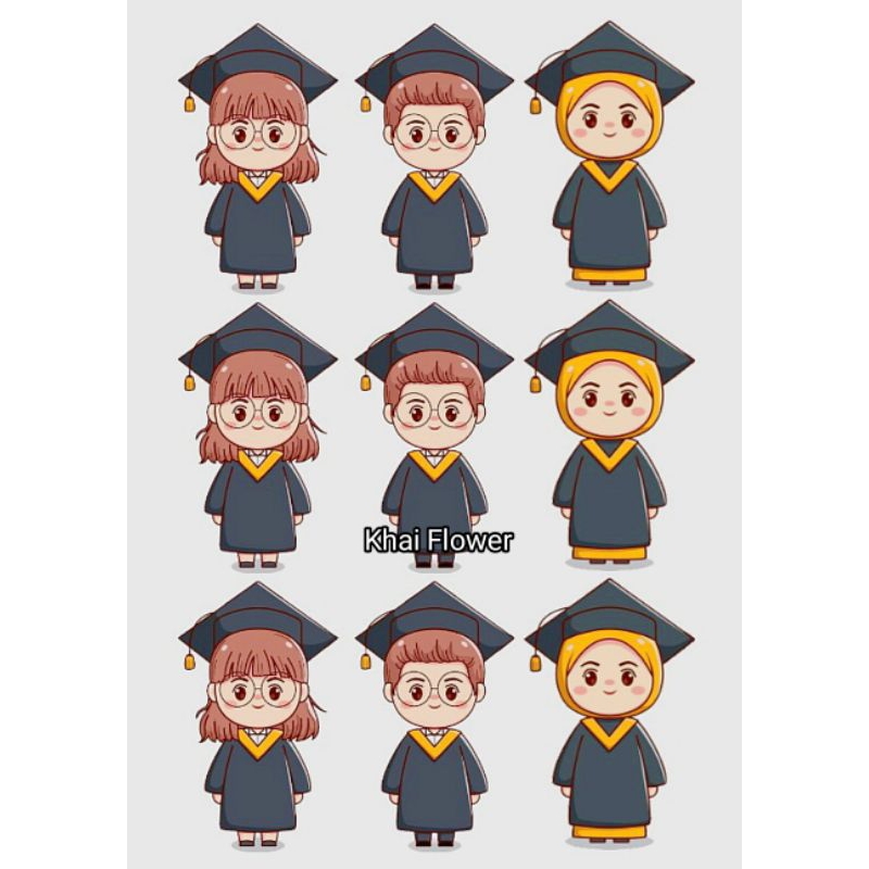 Jual Topper Buket Bucket Wisuda Graduation Kue Cake Cartoon Character ...