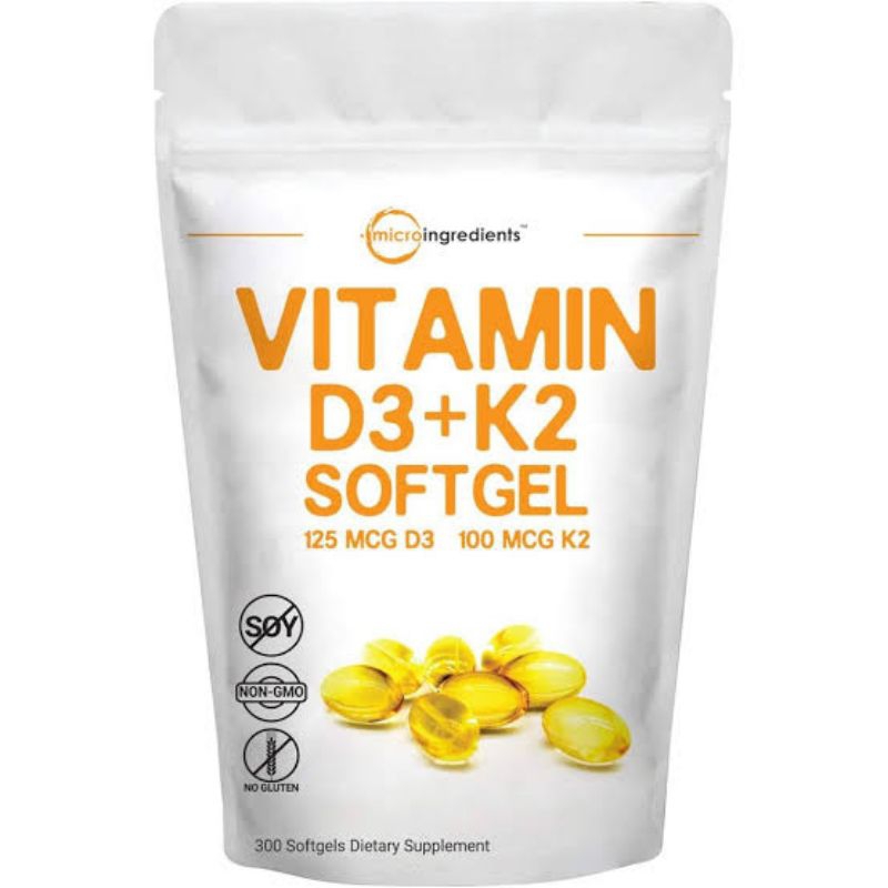 Jual Vitamin D3 5000 IU + K2 100 mcg Microingredients 300 Softgel 100% ...