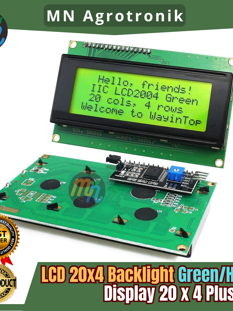Jual LCD CHARACTER 20X4 2004 5V GREEN/BLUE (HIJAU/BIRU) BACKLIGHT + I2C ...