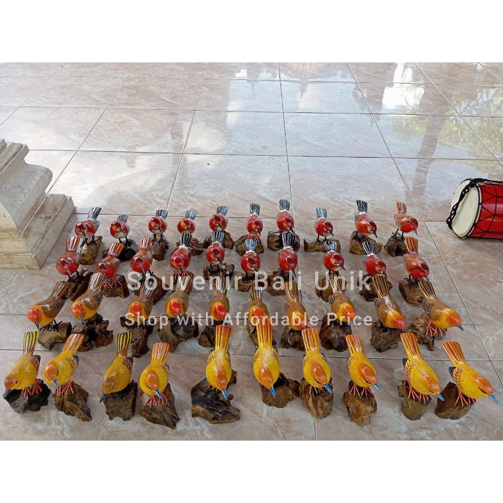Jual 40 pcs Patung Burung Kayu Warna Warni Mix Campur Kerajinan Kayu ...
