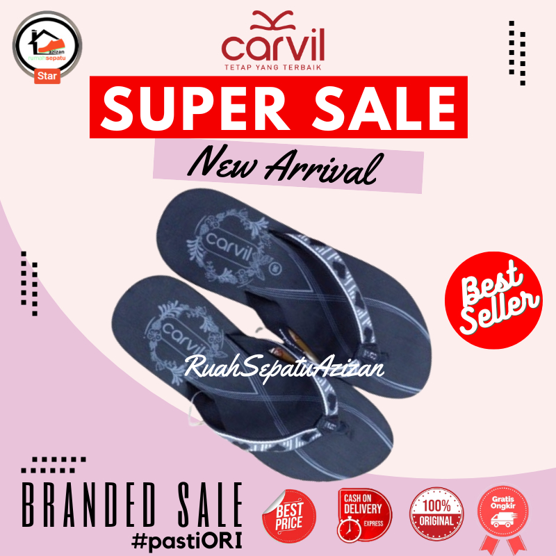 Jual Carvil Flufy-L Sandal Jepit CARVIL (3 cm) Model Wedges Pendek ...