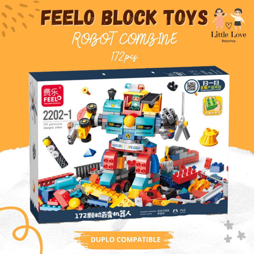Jual Feelo Duplo Blocks Building Blocks Aircraft / Robot Duplo Blocks ...