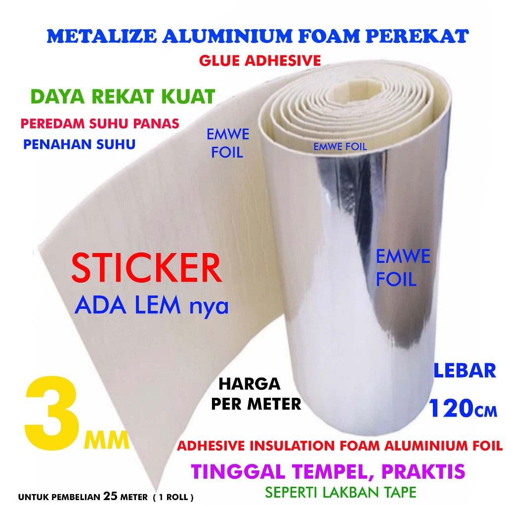 Jual LEM Sticker Perekat Thermal Foam Busa Aluminium Foil Single Side ...