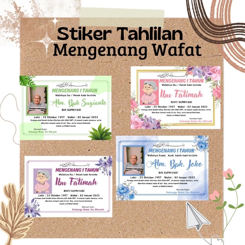 Jual Stiker acara tahlil/stiker mengenang wafat/isi 20pcs//mengenang ...