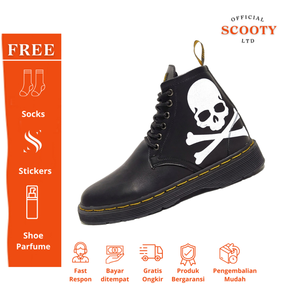 Jual Scooty Official - Skull - Sepatu Boots Pria Casual Formal Docmart ...