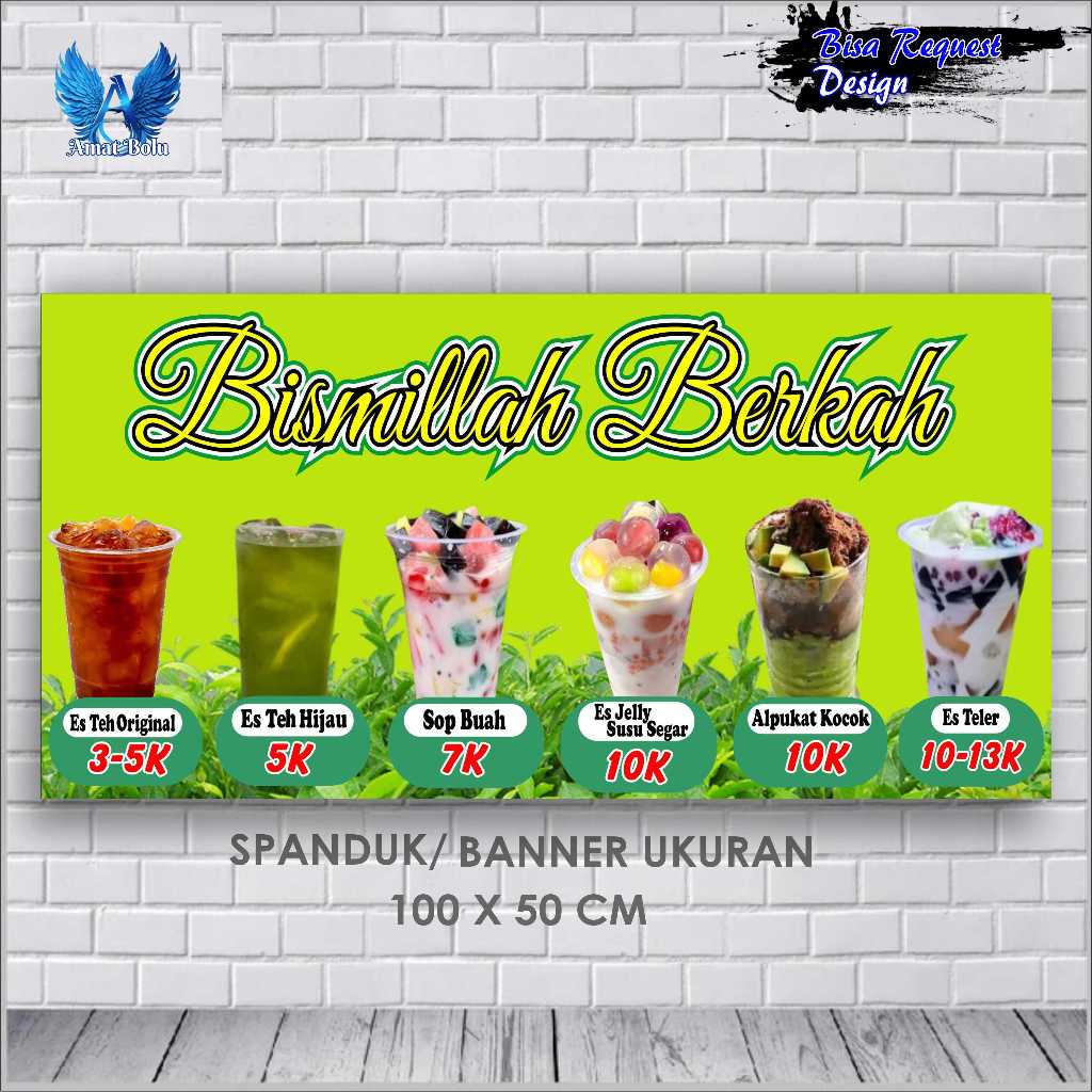 Jual Cetak Banner Cetak Spanduk Daftar Menu Minuman Ukuran 100X50 CM ...