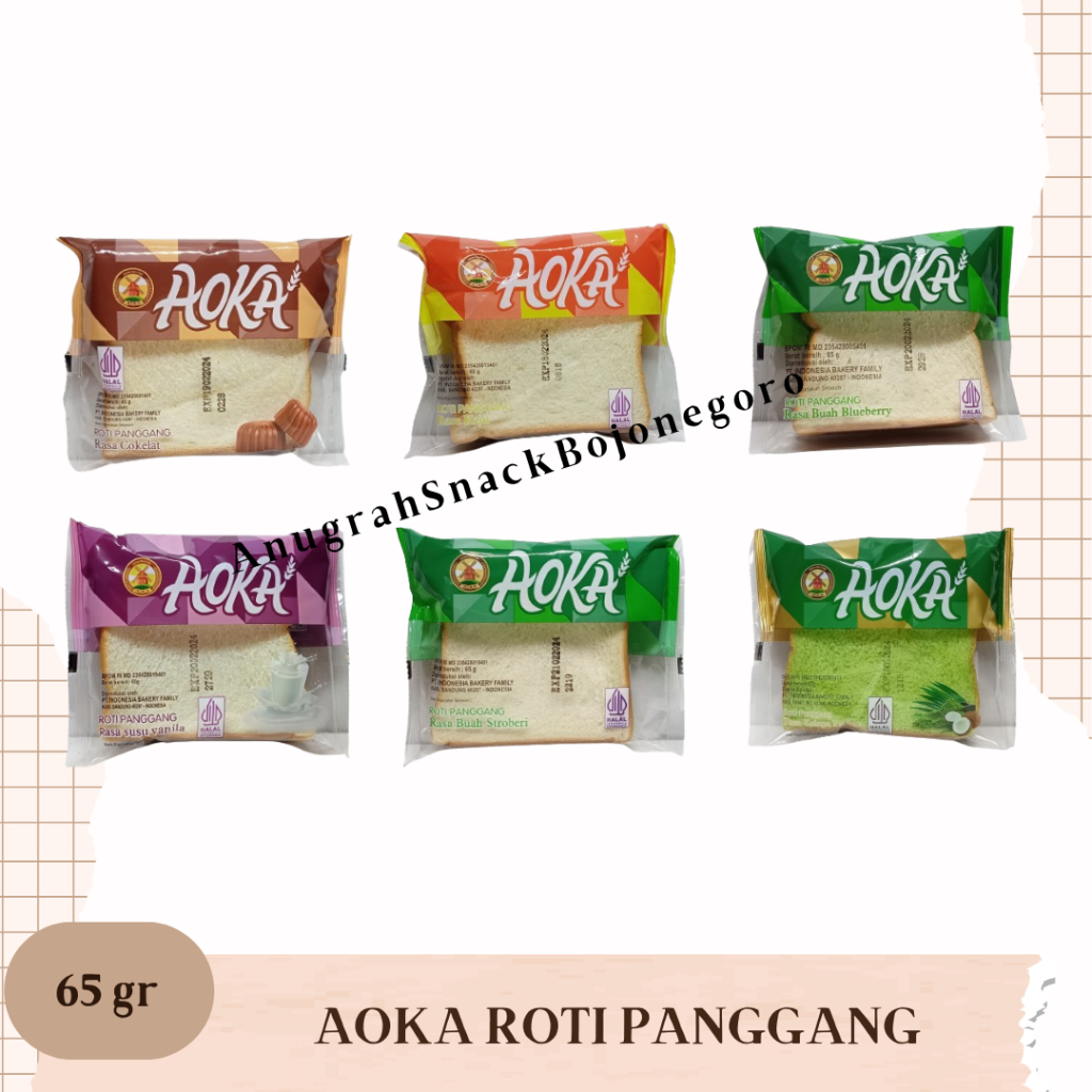 Jual Aoka Roti Panggang 65gr (Cokelat / Keju / Blueberry / Susu Vanilla ...