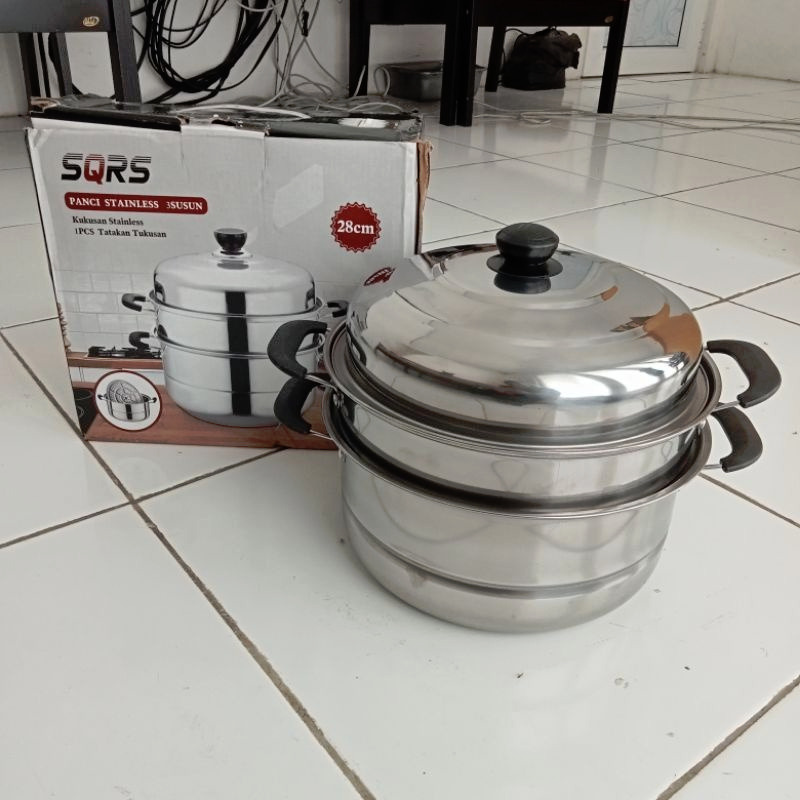 Jual Panci Kukus Steamer Stainless Steel / Panci Kukus 3 Susun / Panci ...